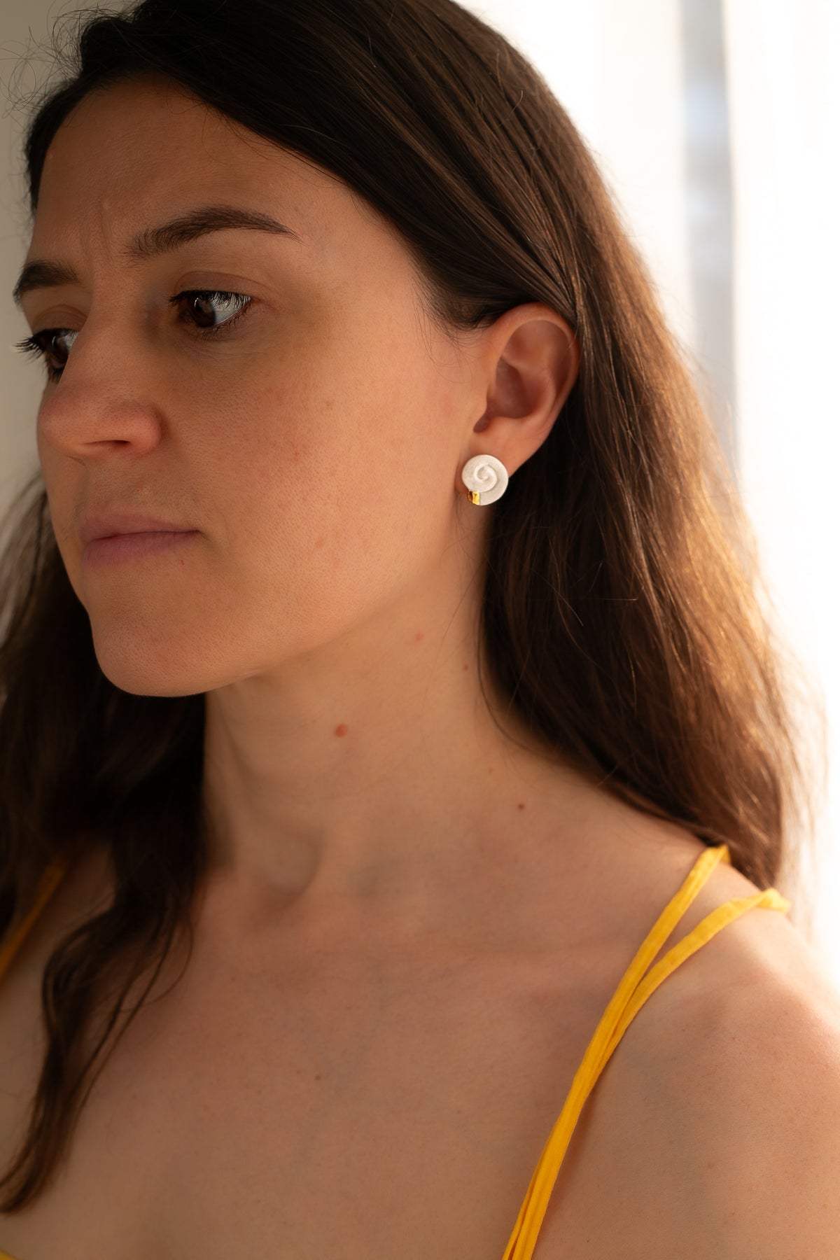 Escargot Shell Stud Earrings | Hand carved porcelain earrings with ...